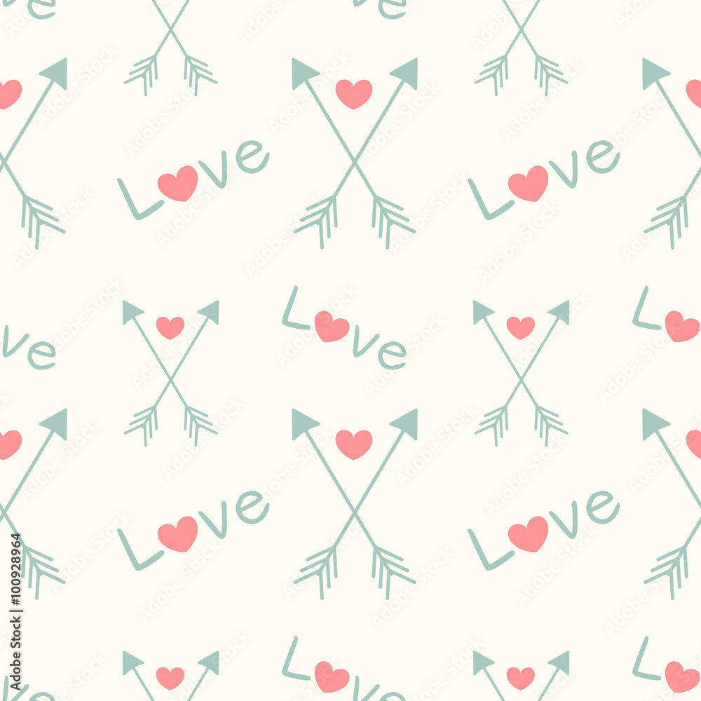 lovely seamless vector pattern background with arrows and hearts Stock ...