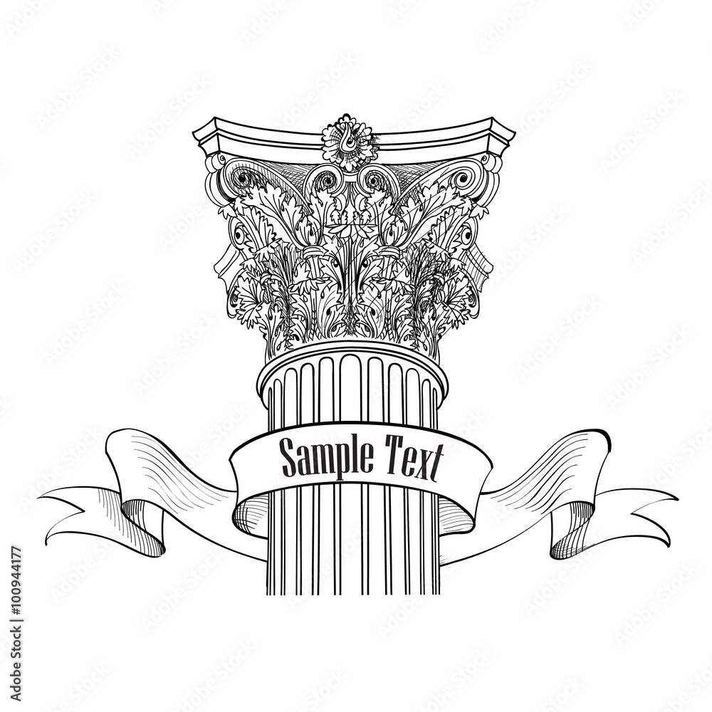 Classic style column label. Arhitectural sign iosolated. Column logo ...