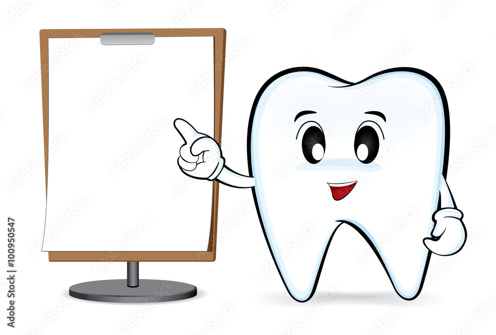 Cartoon characters tooth with blank note pad, vector 10 Stock Vector ...