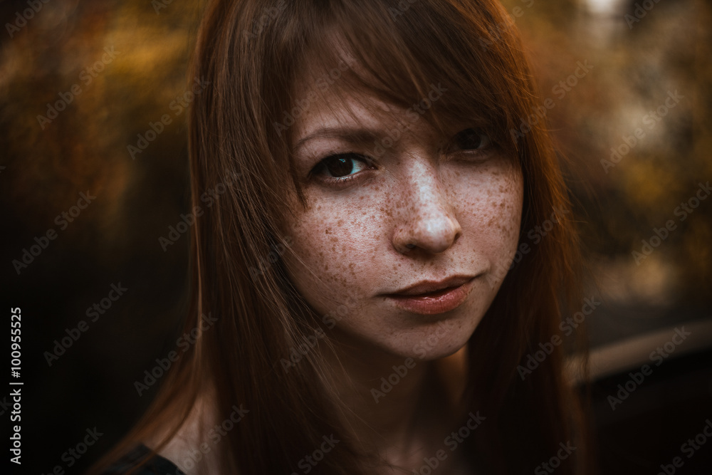 ginger smile woman freckles Stock Photo | Adobe Stock