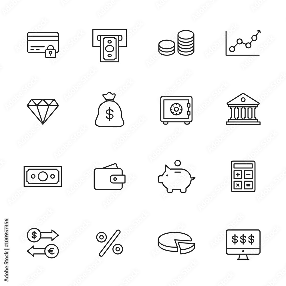 Finance Line Icons Stock Vector | Adobe Stock