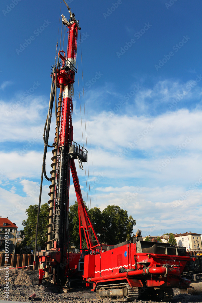 Machine à pieux et pompe à béton Stock Photo | Adobe Stock