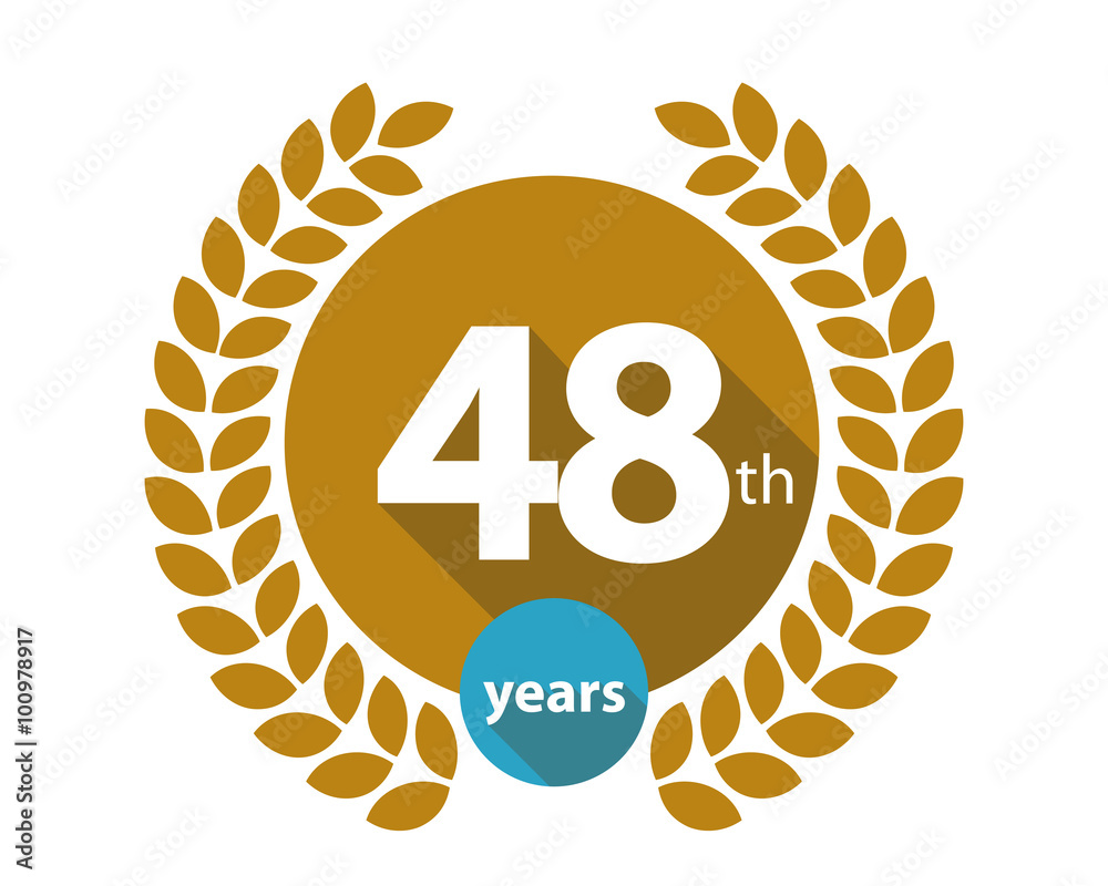 48th years gold circle anniversary logo Stock Vector | Adobe Stock