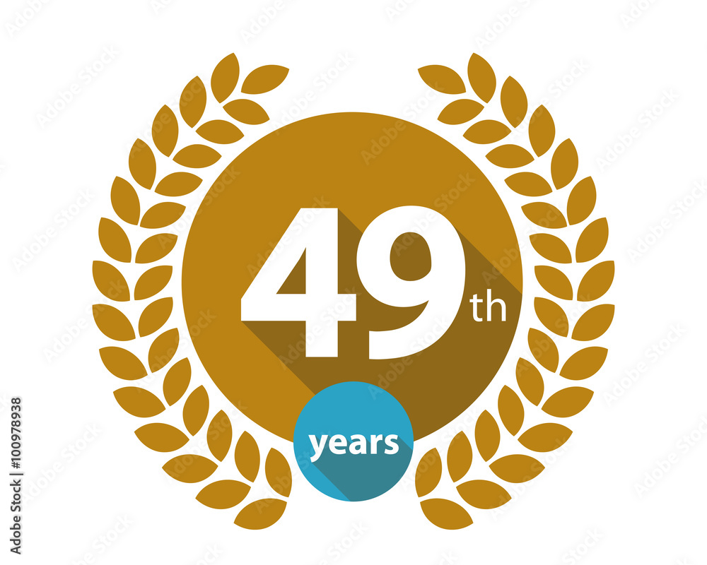 49th years gold circle anniversary logo Stock Vector | Adobe Stock