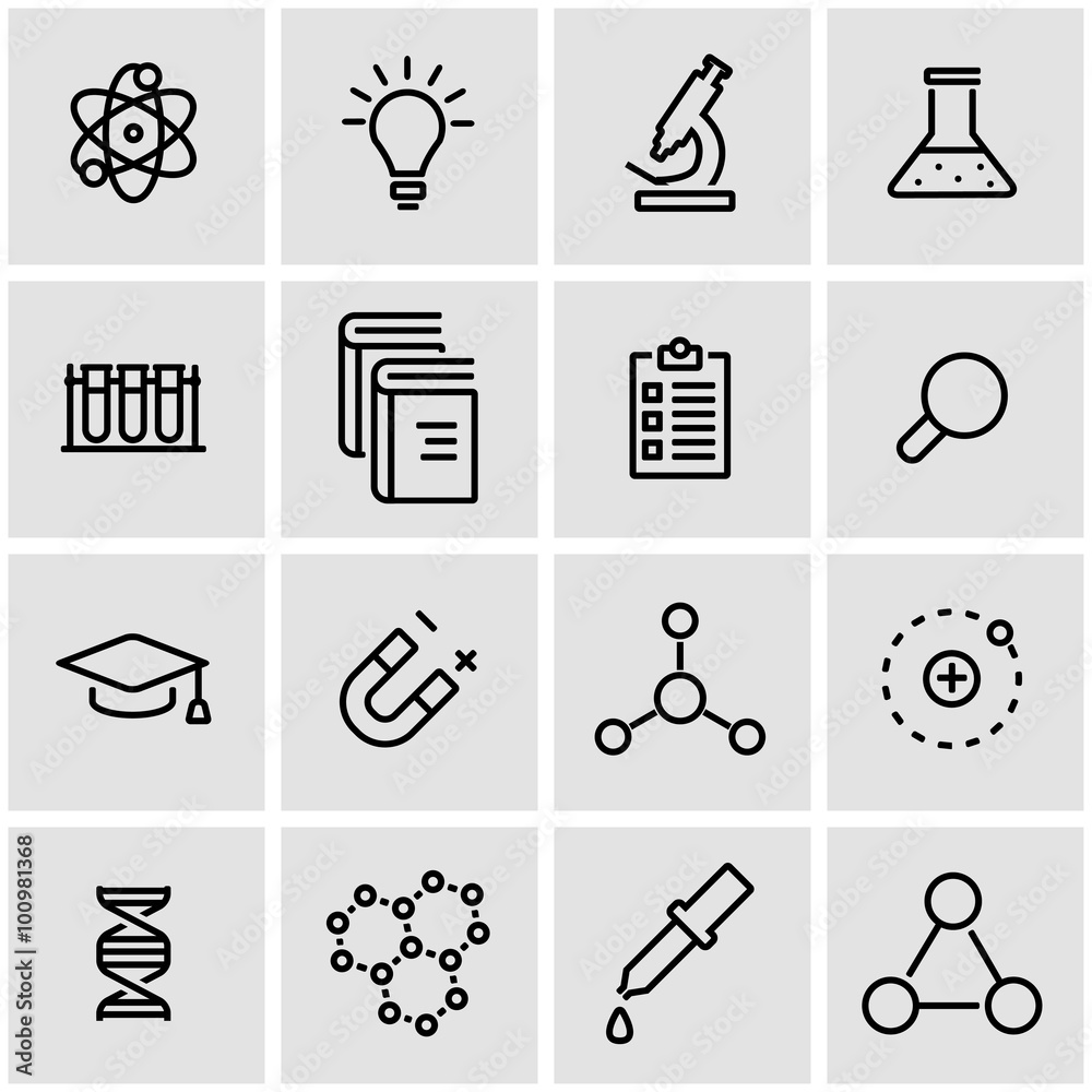 Vector line science icon set. Science Icon Object, Science Icon Picture ...