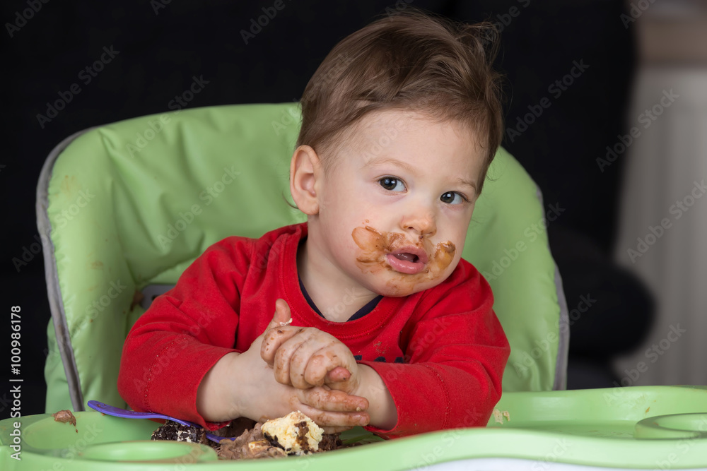 baby eating cake Stock Photo | Adobe Stock