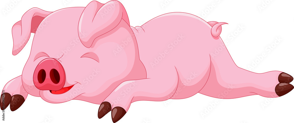 Cute pig cartoon sleeping Stock Vector | Adobe Stock