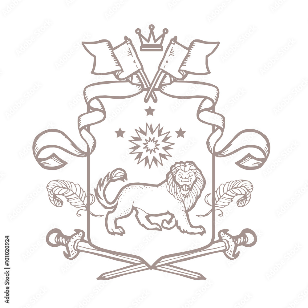 Heraldry coat of arms hand drawn template. Stock Illustration | Adobe Stock