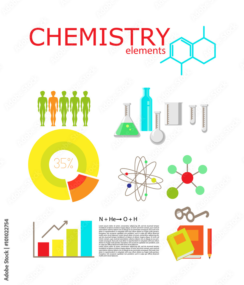 Flat chemistry infographics elements collection Stock Illustration ...