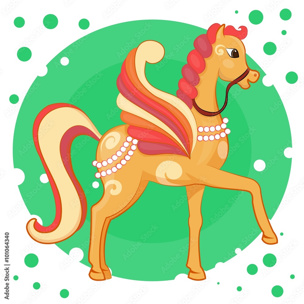 Beautiful flying horse with colored wings. Fairy-tale pony jumping ...