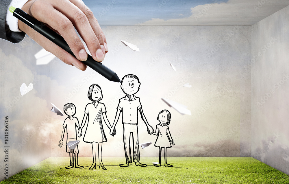 Designer drawing family Stock Photo | Adobe Stock