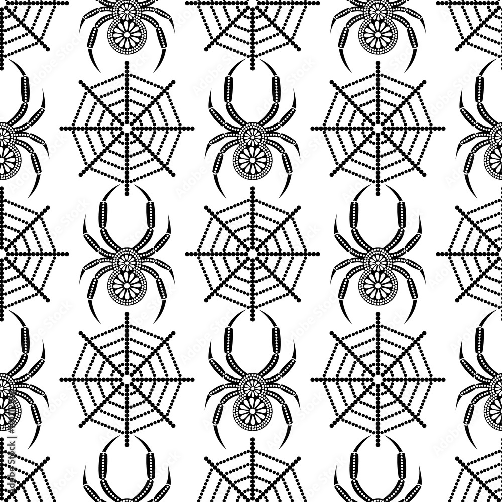Seamless vector pattern with insects, symmetrical background with ...