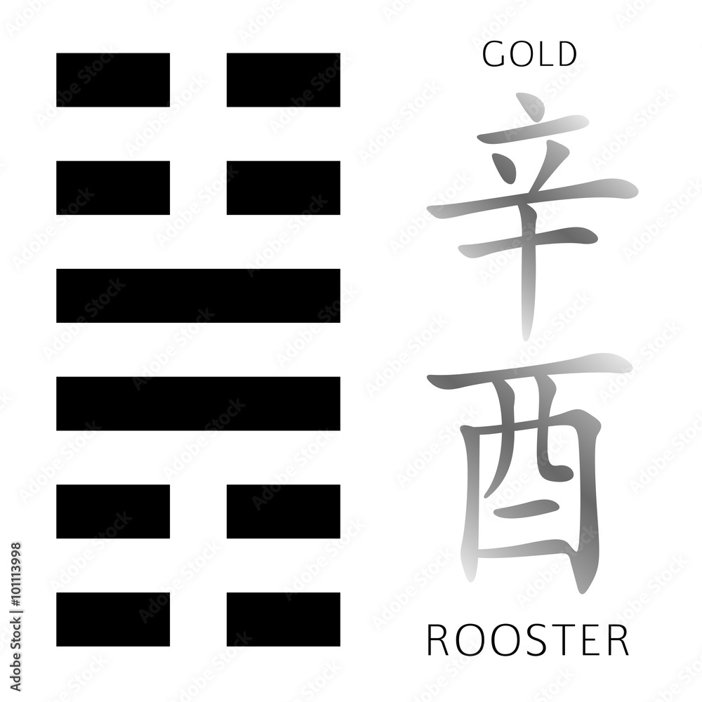 Symbol of i ching hexagram from chinese hieroglyphs. Translation of 12 ...