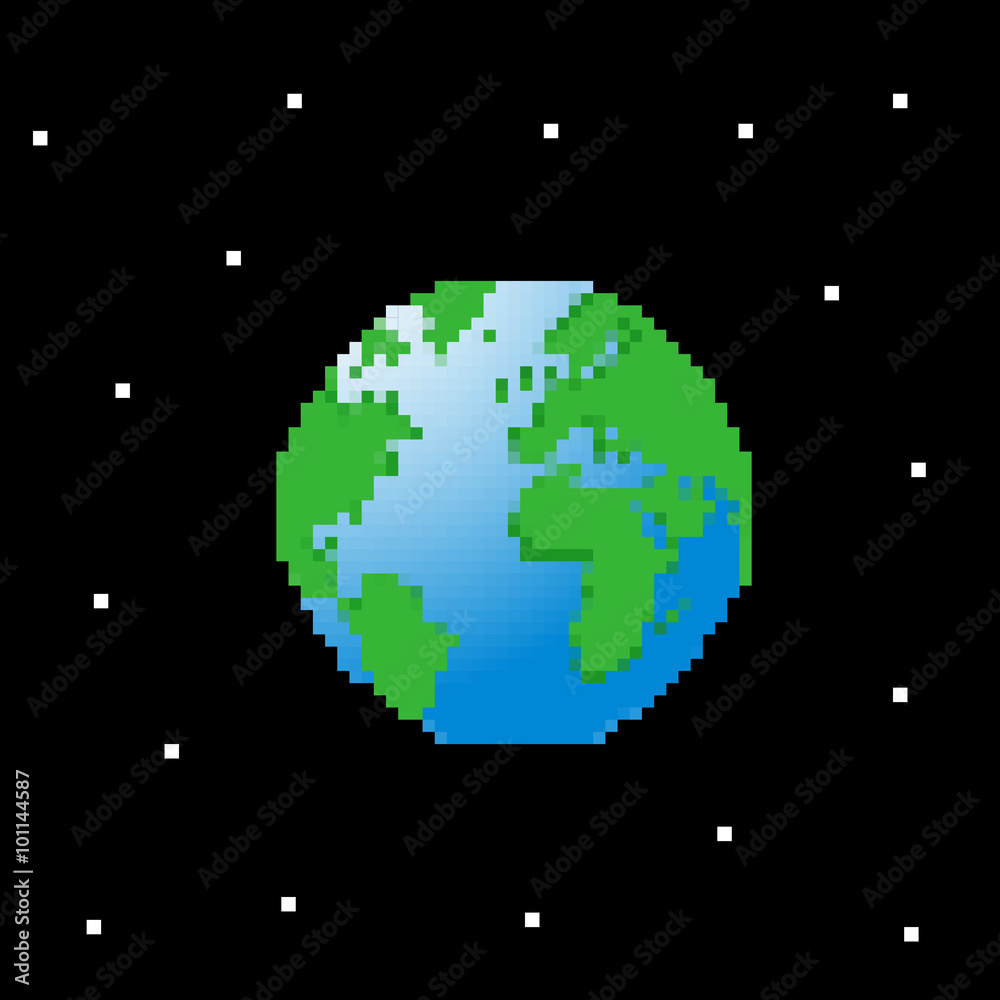 Planet Earth. Pixel art vector illustration Stock Vector | Adobe Stock