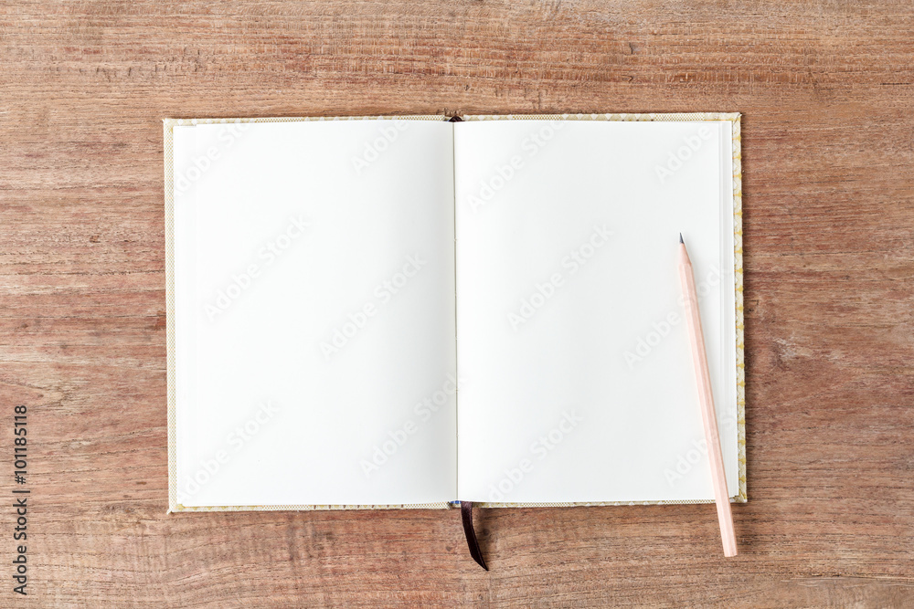 Blank open notebook, Business template mock up for adding your t Stock ...