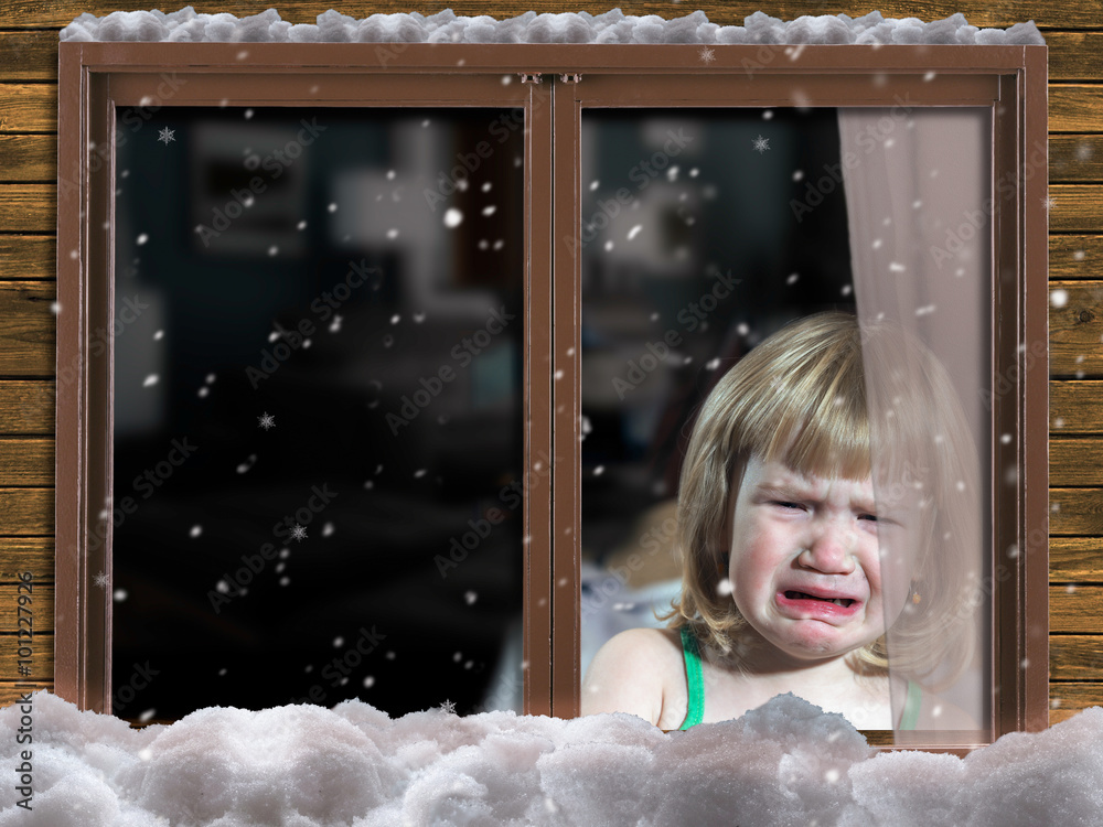 Cold, winter, snow. The window of the house. The apartment, outside a ...