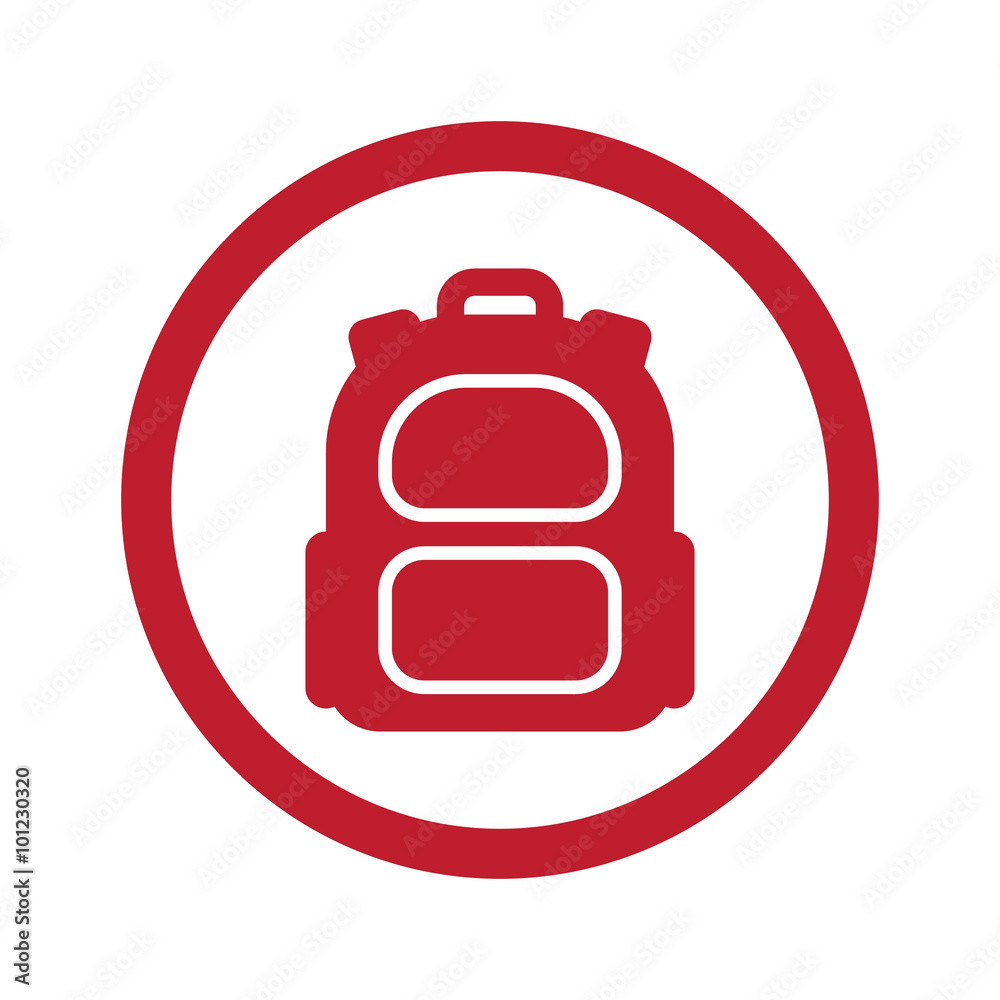 Flat red Backpack icon in circle on white Stock Vector | Adobe Stock