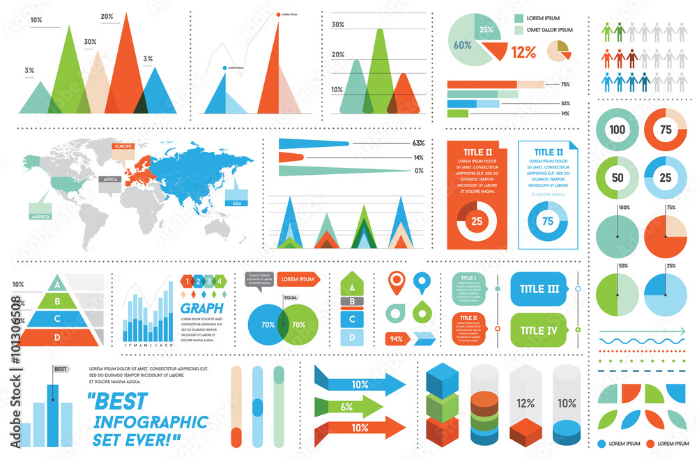 Infographics Elements and Objects Big Huge Set All Kinds of Infographic ...