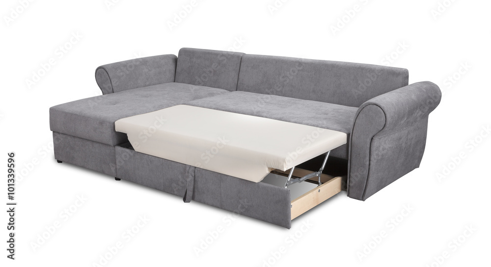 Open upholstery sofa corner set isolated on white background with ...