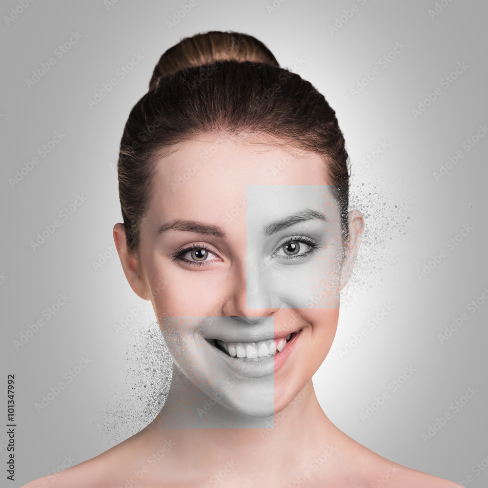 Perfect female face made of different faces Stock Photo | Adobe Stock