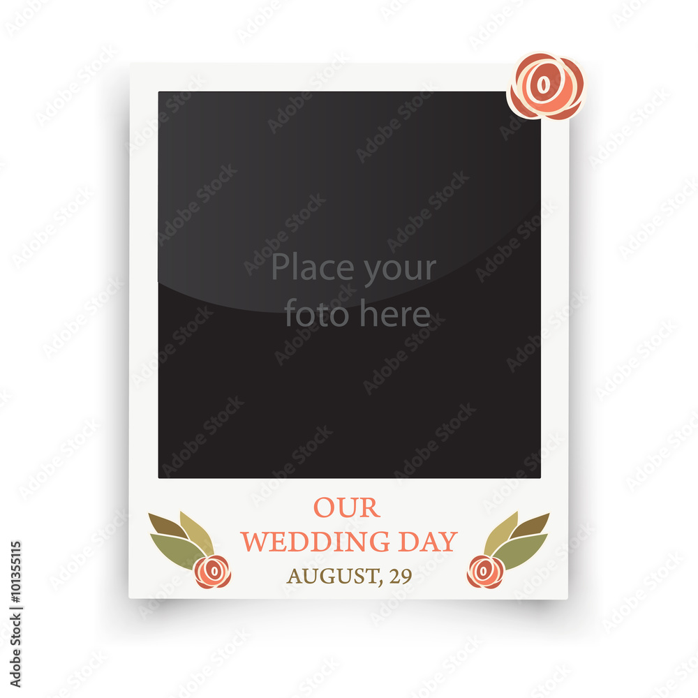 Vintage wedding frame. Template for photo of the bride and groom ...