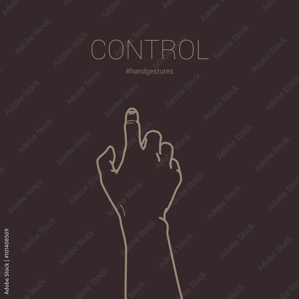 Control hand gesture. Isolated vector line illustration. Hand ...