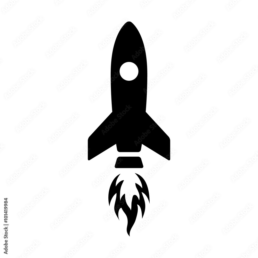 Rocket ship launch - blast off flat icon for apps and websites Stock ...