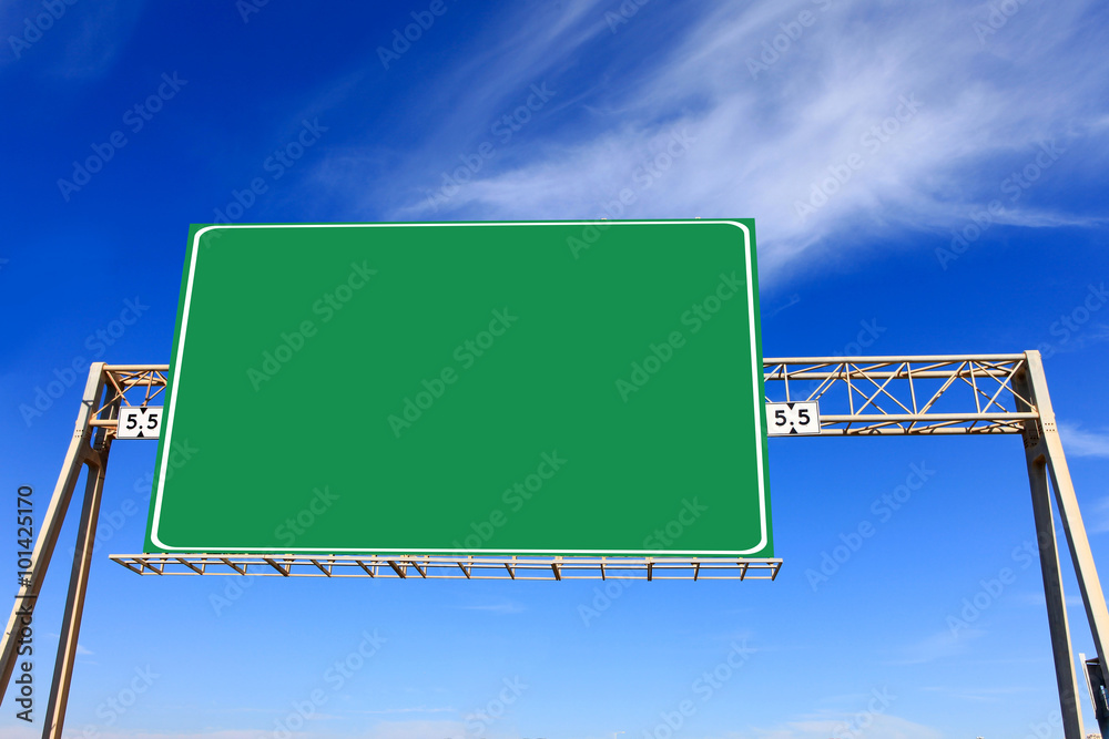 Green highway sign with blue sky in the background Stock Photo | Adobe ...