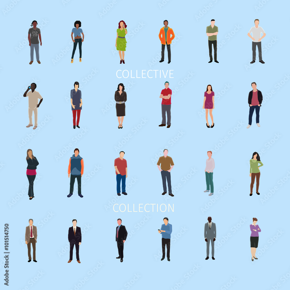 vector set of casual people standing frontal Stock Vector | Adobe Stock