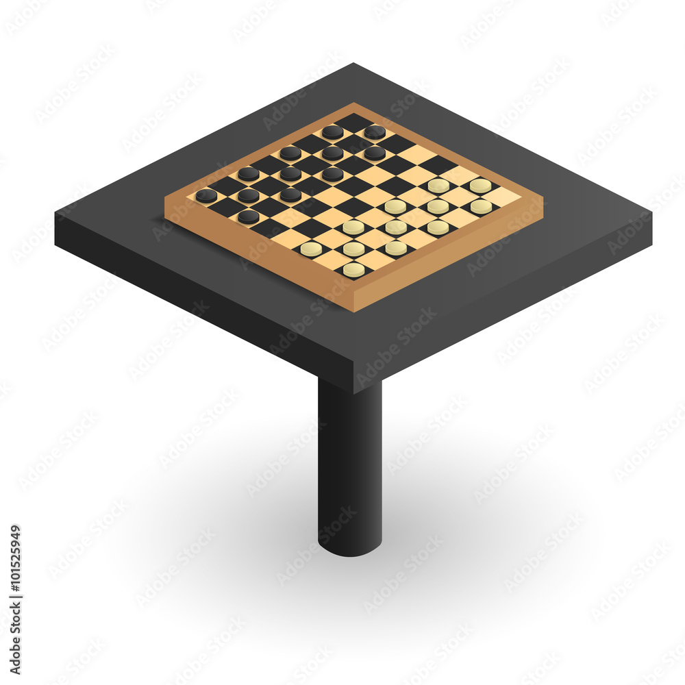 Checkerboard in perspective on the table. Isometric image of che Stock ...