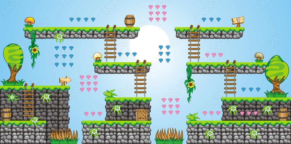 Tile set Platform for Game - A set of layered vector game asset ...