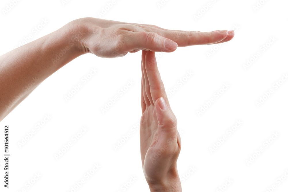 Pause or break time hand gesture, on white background Stock Photo ...