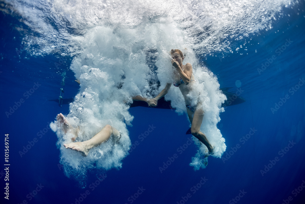 Jump underwater Stock Photo | Adobe Stock