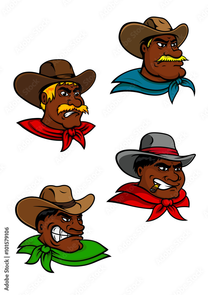 Cartoon western cowboys and sheriffs เวกเตอร์สต็อก | Adobe Stock