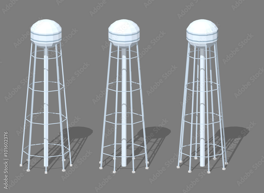 Water tower. 3D lowpoly isometric vector illustration. The set of ...
