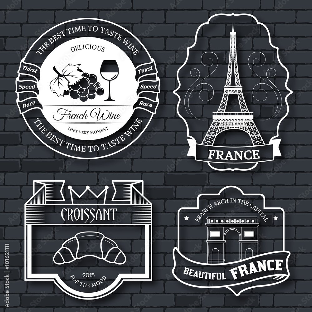 Country France set label template of emblem element for your product or ...