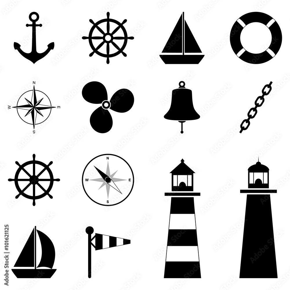 Set of sea icons, vector illustration Stock Vector | Adobe Stock