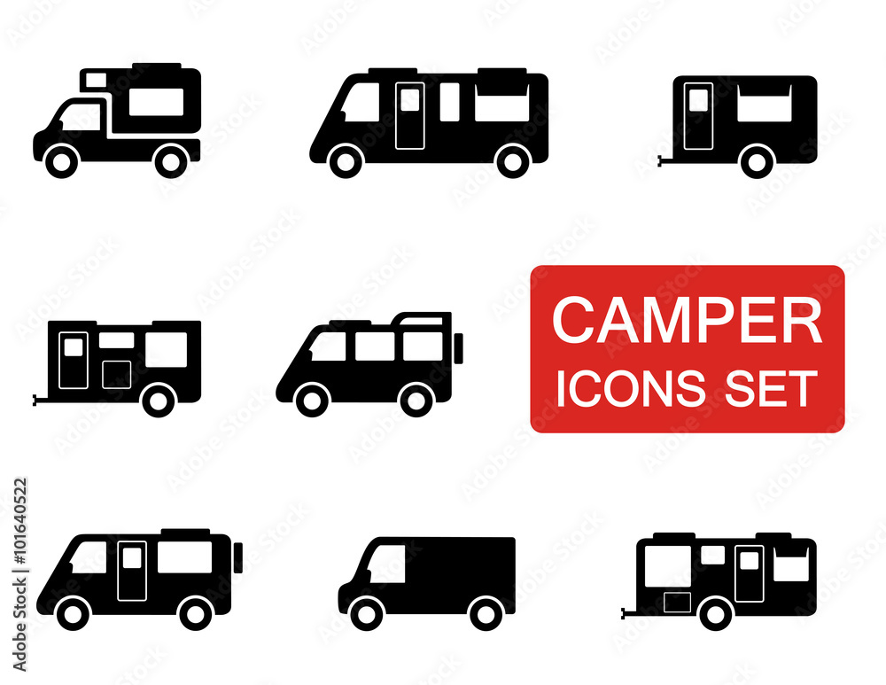 camper icon set Stock Vector | Adobe Stock