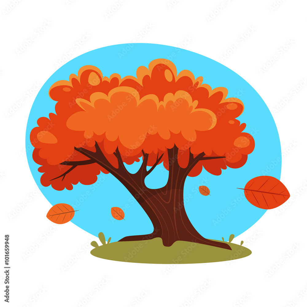 Cartoon Autumn Tree Stock Vector | Adobe Stock