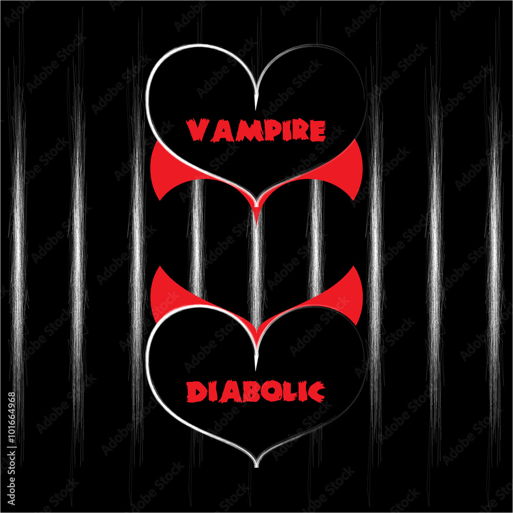 Vector vampire heart with collar and diabolic heart with horns shaping ...