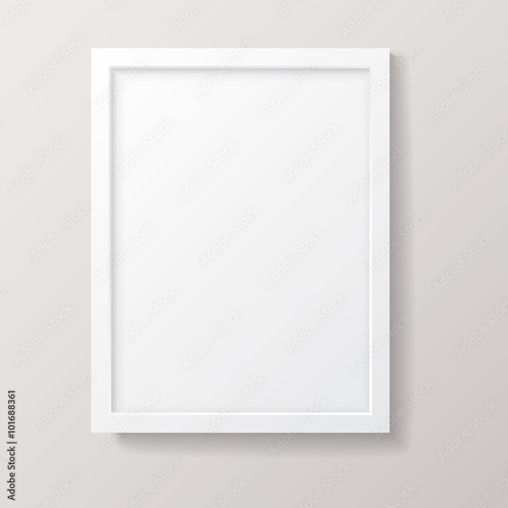 Realistic Empty White Picture Frame Stock Vector | Adobe Stock