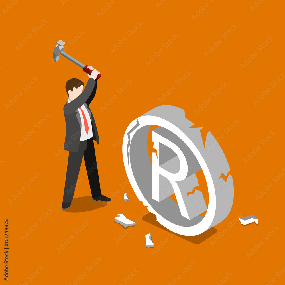 Trademark Copyright infringement fall vector flat 3d isometric Stock ...