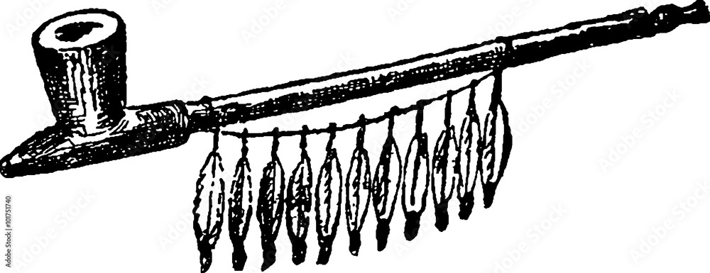 Vintage drawing pipe of peace Stock Illustration | Adobe Stock