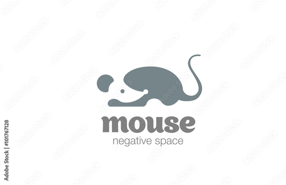 Mouse Logo design vector negative space. Rat silhouette icon Stock ...