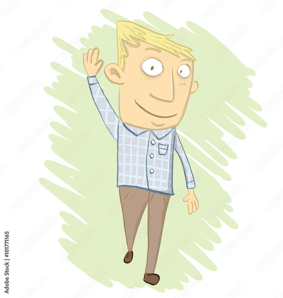cartoon man waving Stock Vector | Adobe Stock
