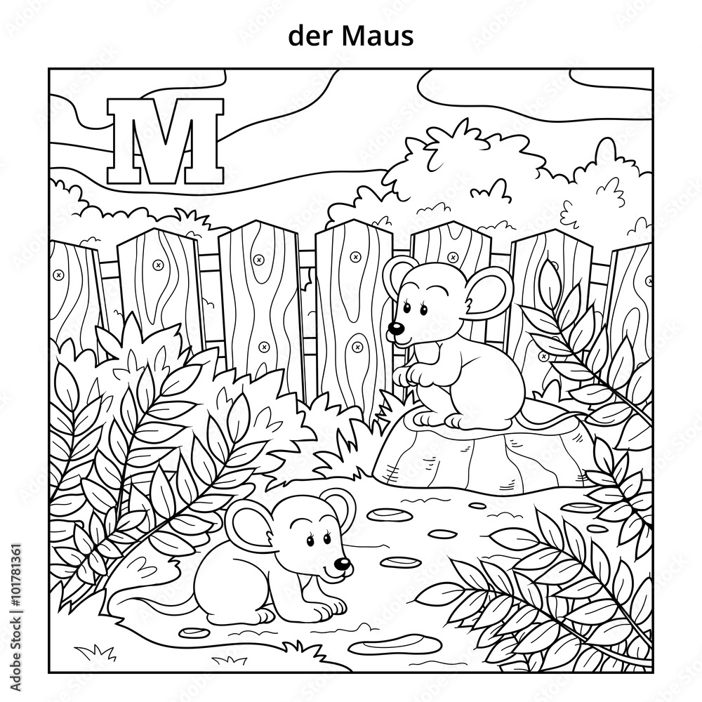 German alphabet, letter M (mouse and background) Stock Vector | Adobe Stock
