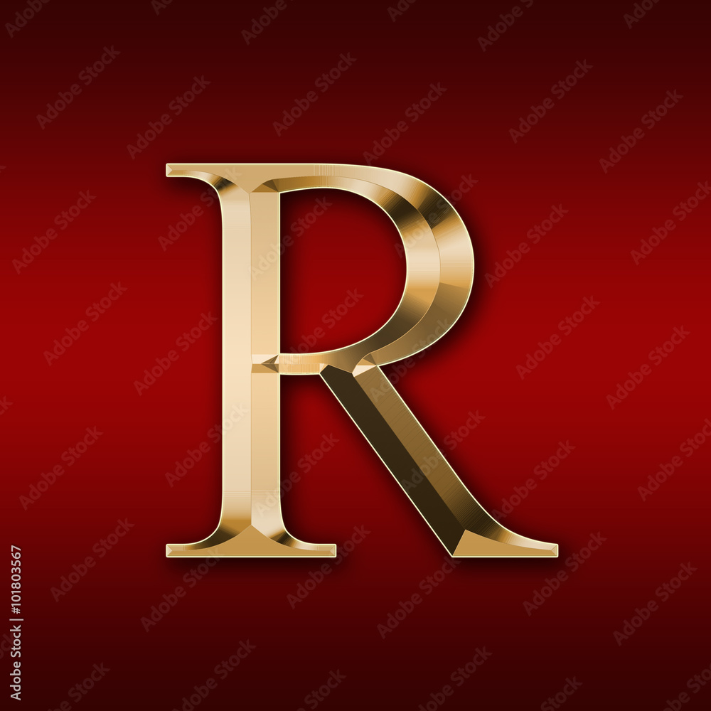 Gold letter "R" on a red background Stock Illustration | Adobe Stock