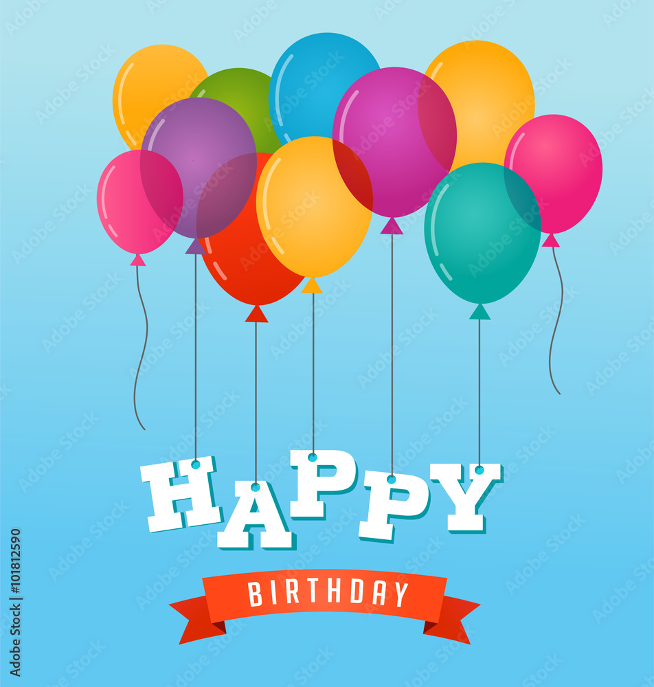 Balloons party happy birthday greeting card Stock Vector | Adobe Stock