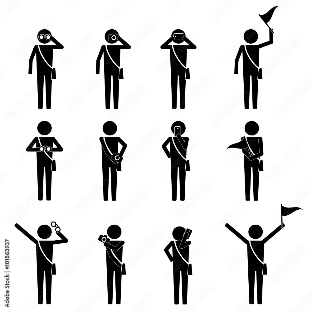 tourist and visitor on group activity infographic icon vector sign ...