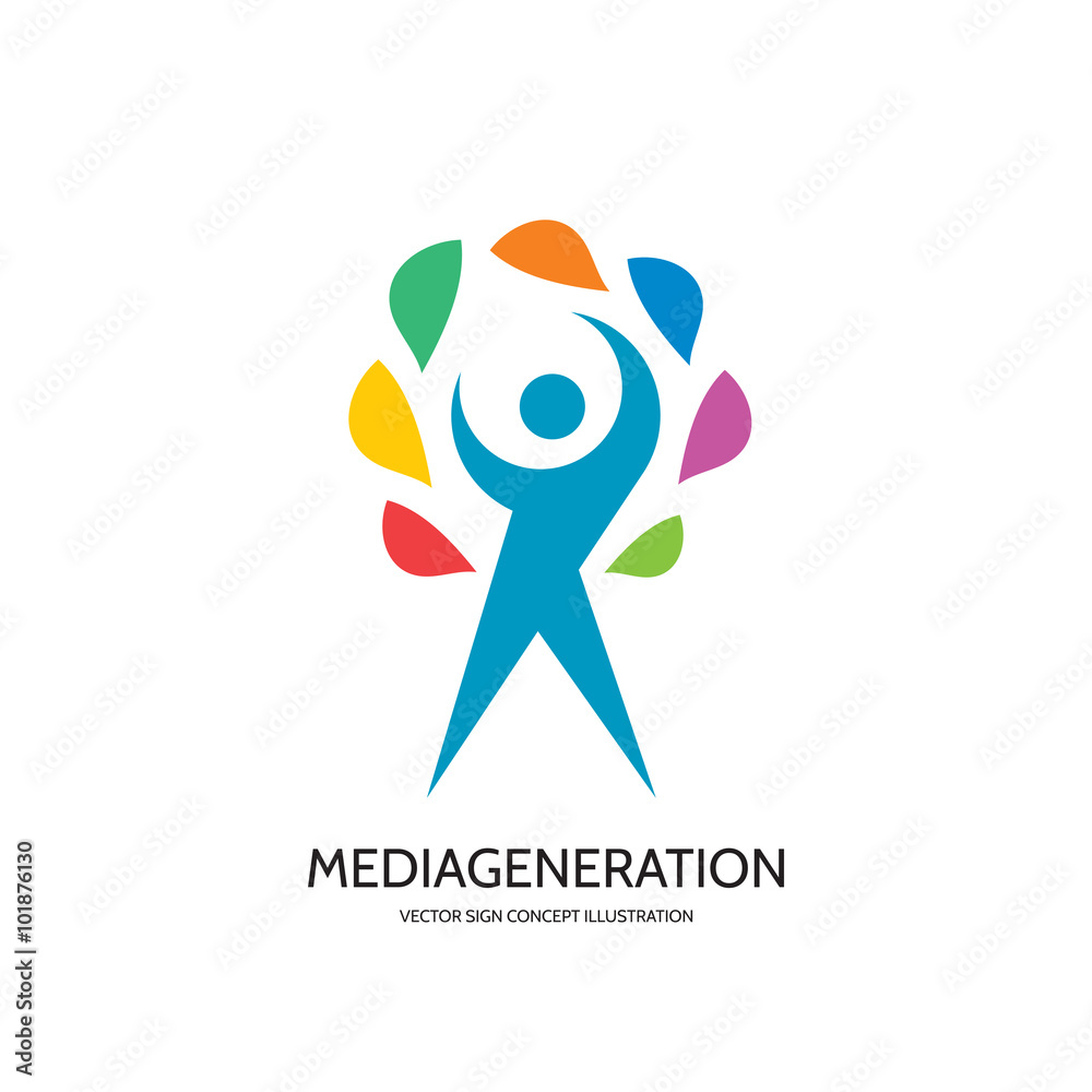 Media generation - vector logo concept illustration. Human character ...